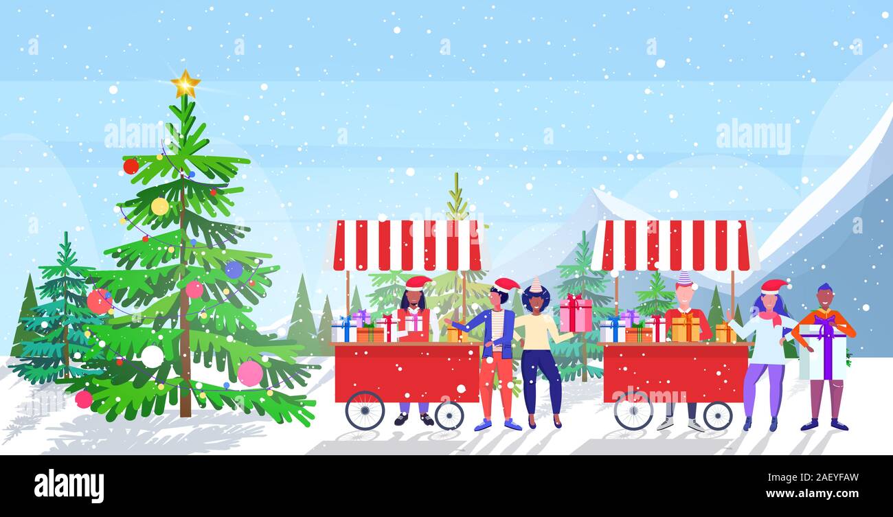 People Christmas Shopping Clipart