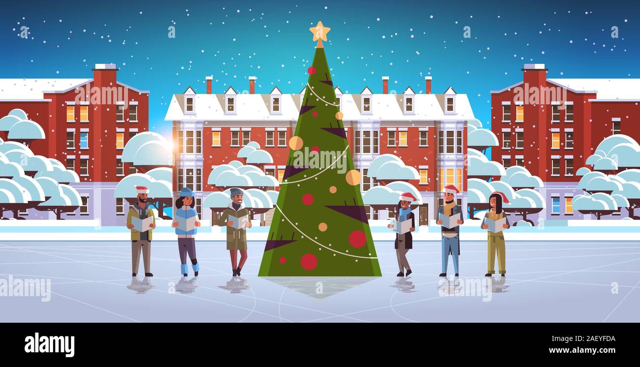 mix race people reading books merry christmas happy new year holiday ...