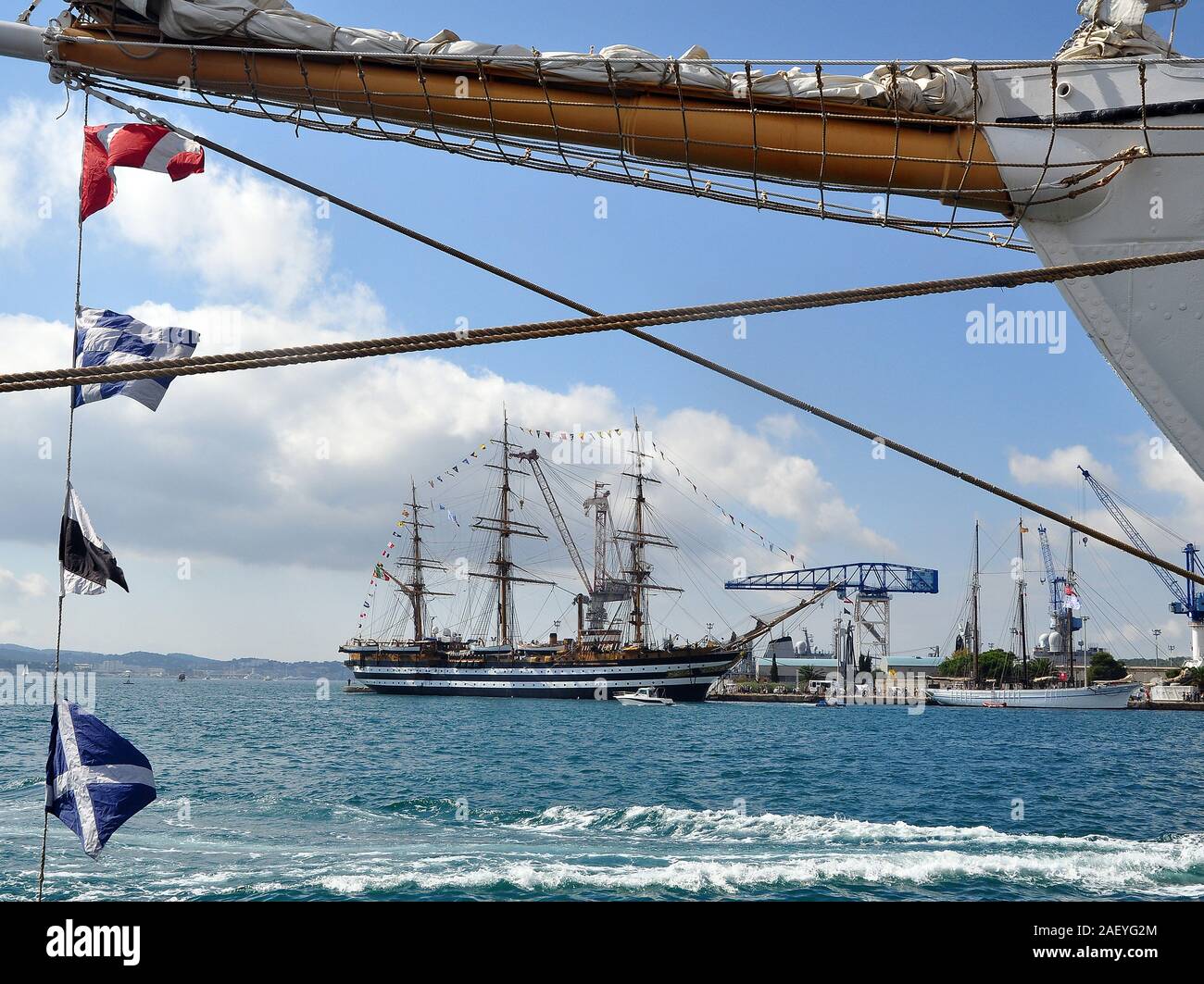 Italian sailboat Amerigo Vespucci during festival Voiles de légende in ...