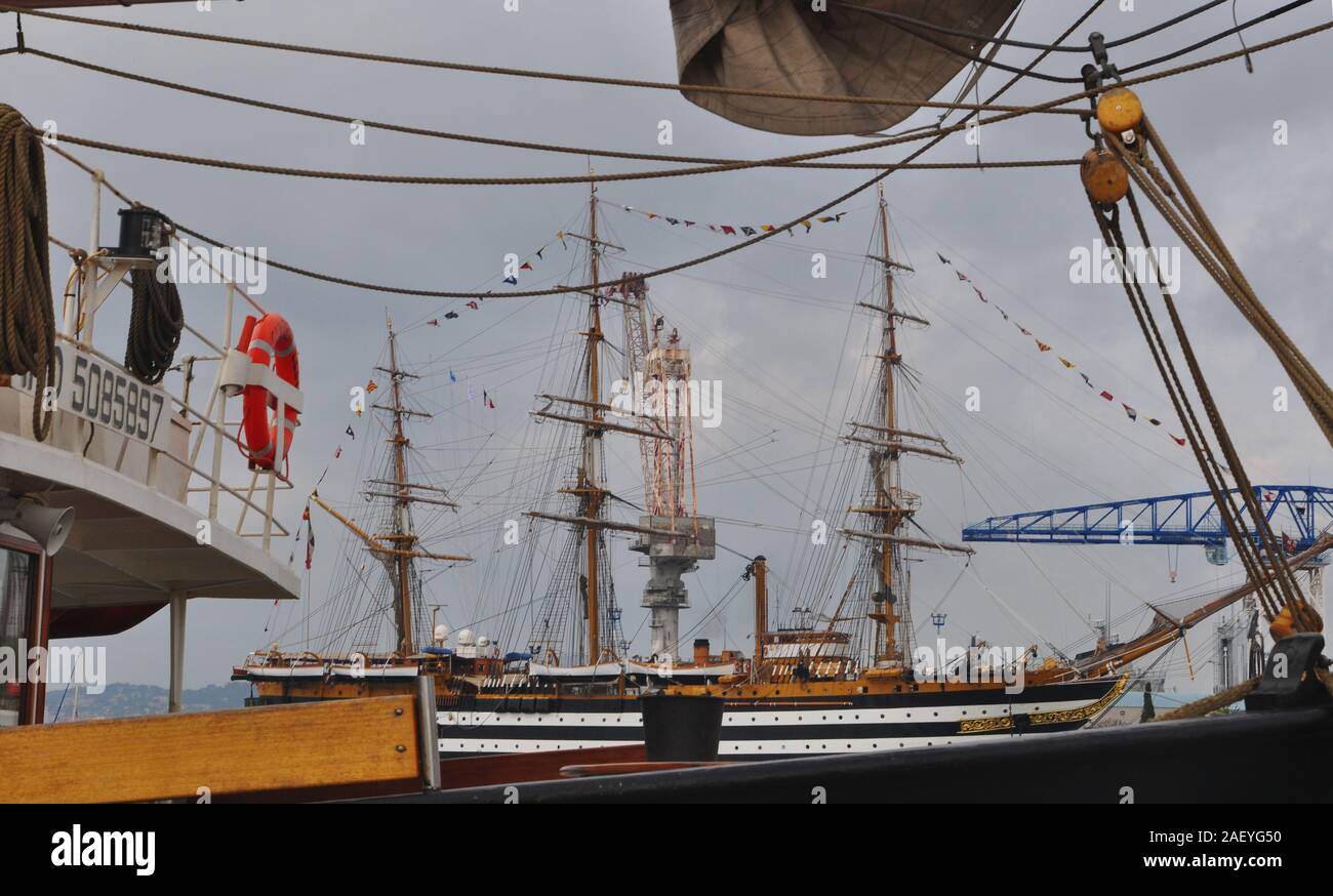 Italian sailboat Amerigo Vespucci during festival Voiles de légende in ...