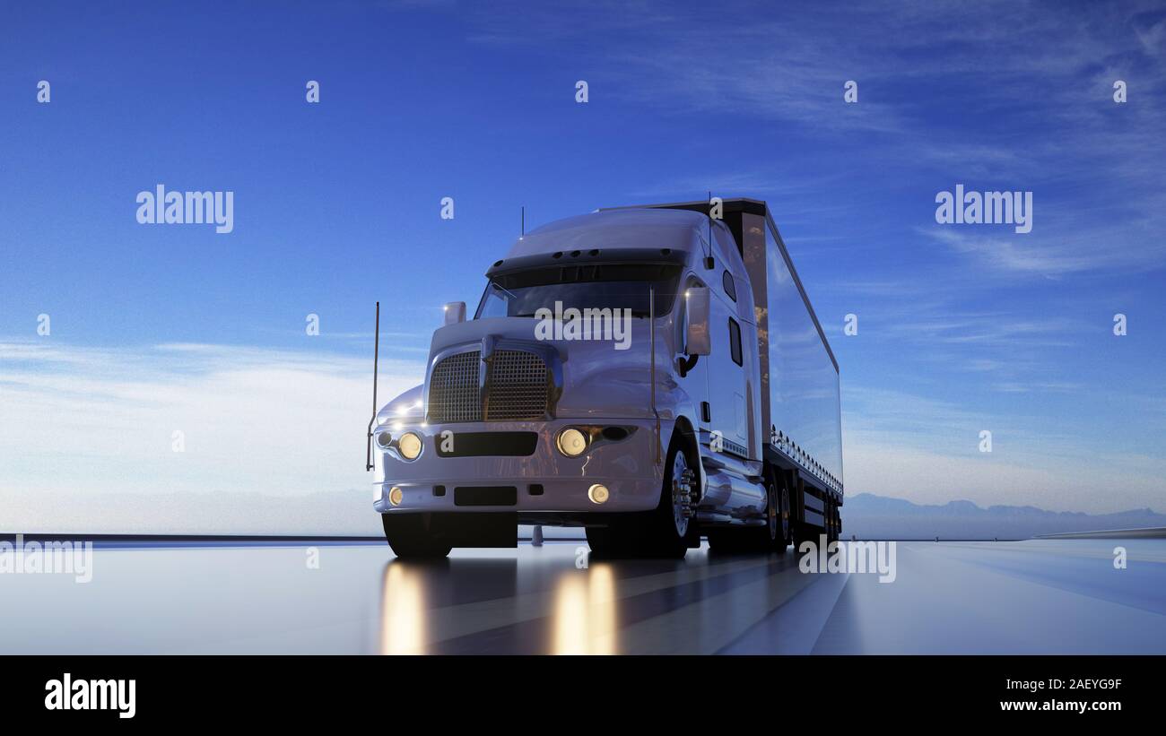 Delivery truck on the highway. Photorealistic background. Transports ...