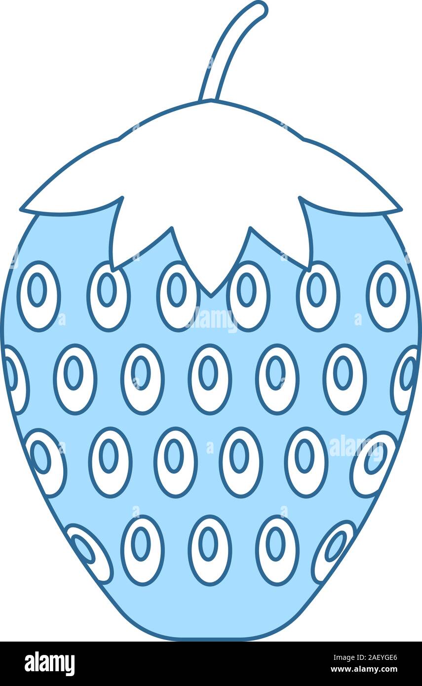 Icon Of Strawberry In Ui Colors. Thin Line With Blue Fill Design ...