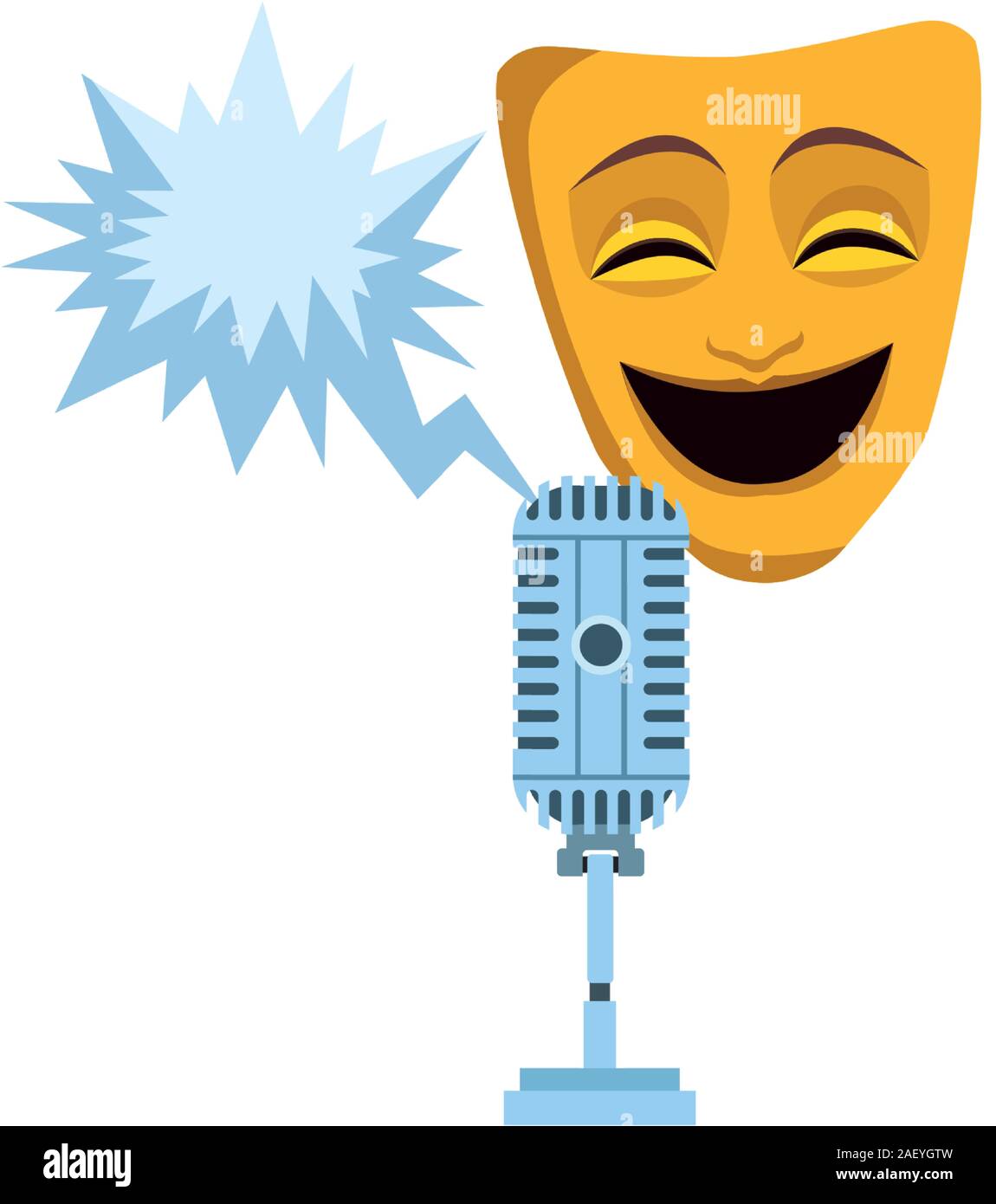 comedy theater mask with retro microphone icon Stock Vector Image & Art ...