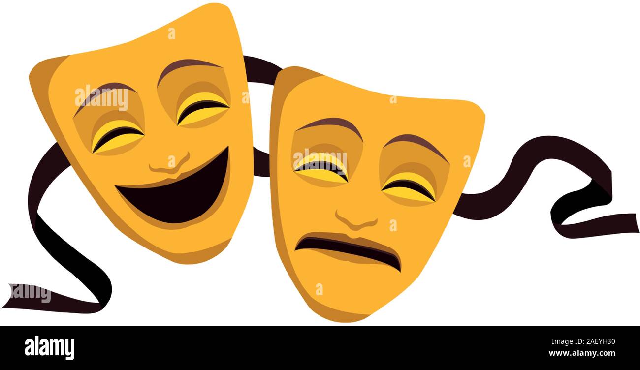 tragedy and comedy theater masks icon, colorful design Stock Vector ...