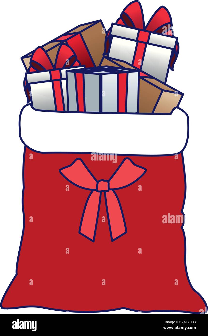 christmas bag with gift boxes icon Stock Vector Image & Art - Alamy