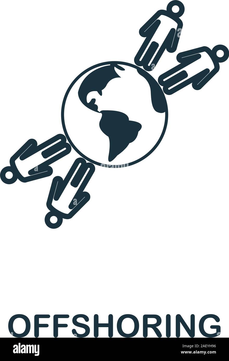 Offshoring icon. Line style element from business strategy collection ...