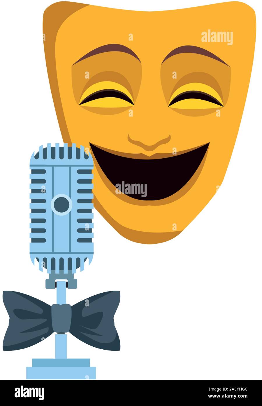 Comedy theater mask and retro microphone icon Stock Vector Image & Art ...