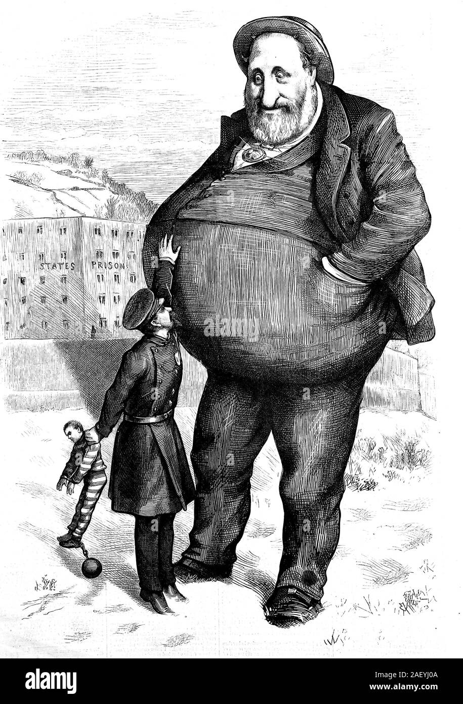 Boss Tweed political drawing 1872, Line art, antique, vintage, in front ...