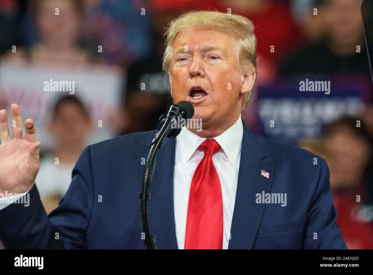 Hershey, PA / USA - December 7, 2019: President Donald Trump speaking ...