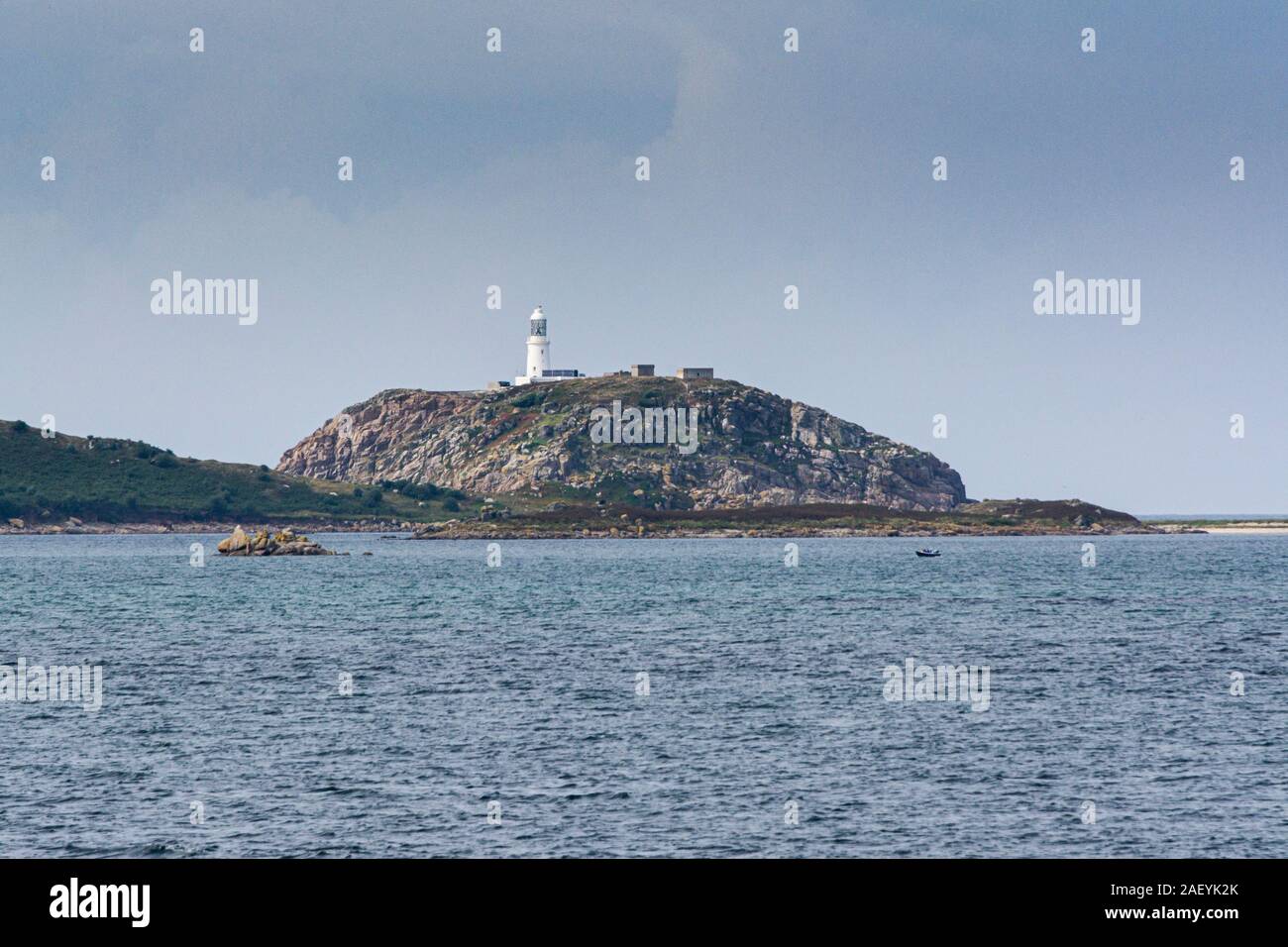 Round Island Lighthouse in the Isles of Scilly Stock Photo - Alamy