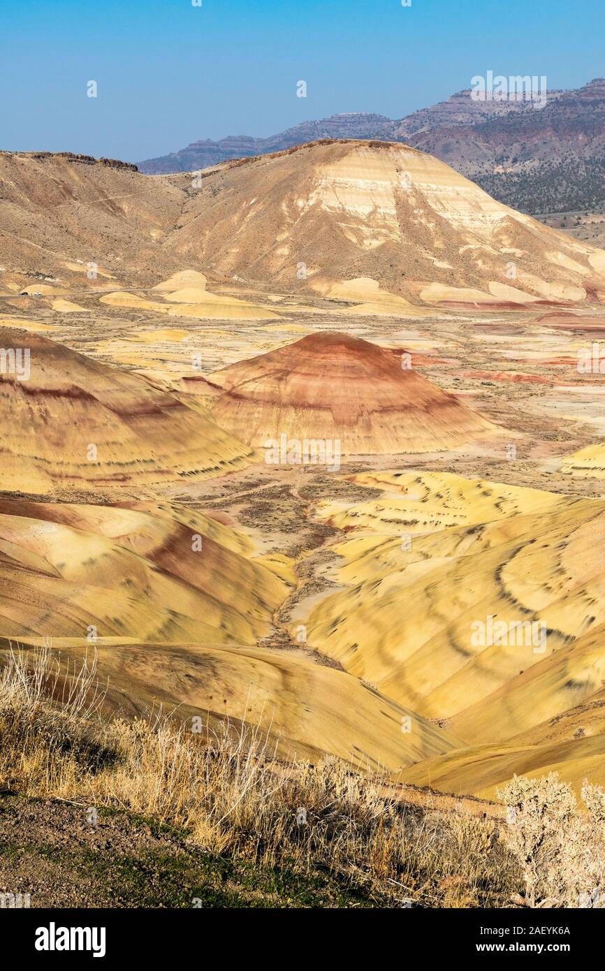 Views of the arid and colorful landscape of Painted Hills Stock Photo ...