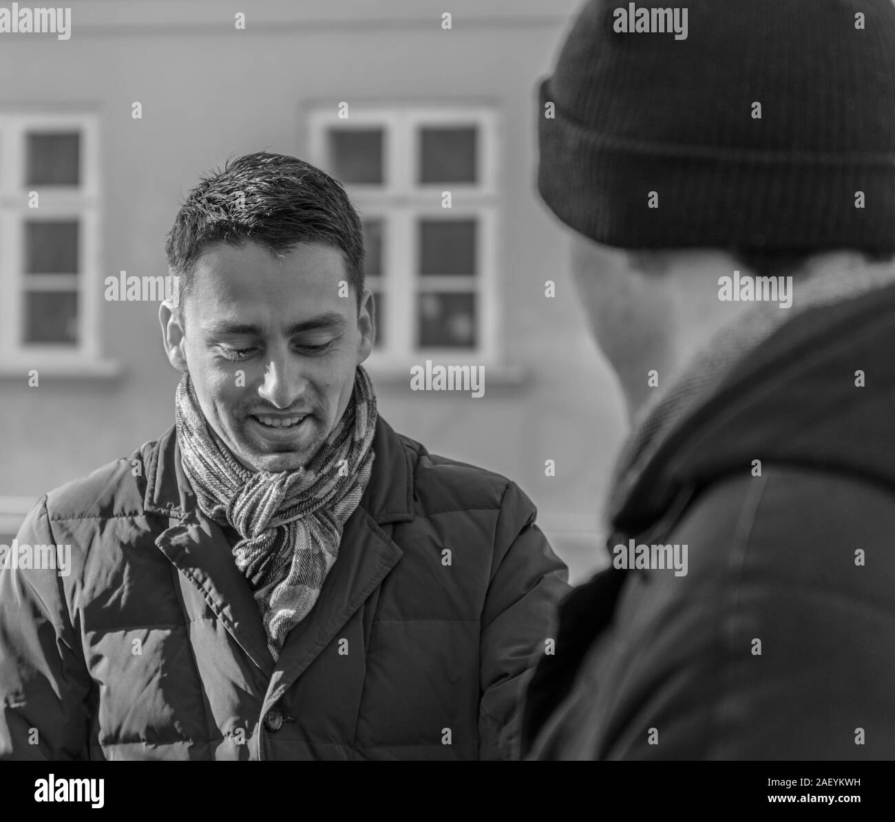 Walking business man talking Black and White Stock Photos & Images - Alamy