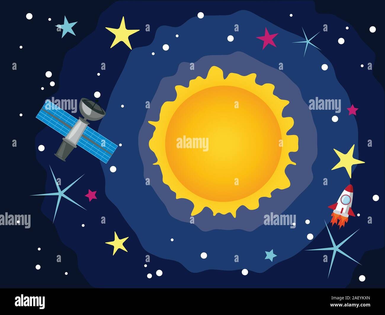 Space background with the Sun and stars Stock Vector Image & Art - Alamy