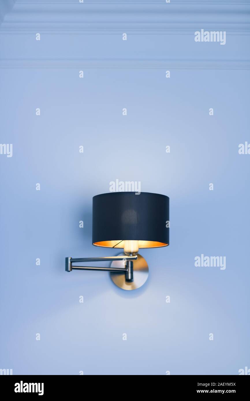 Interior design, indoor lamps and electricity concept - Golden lamp in ...