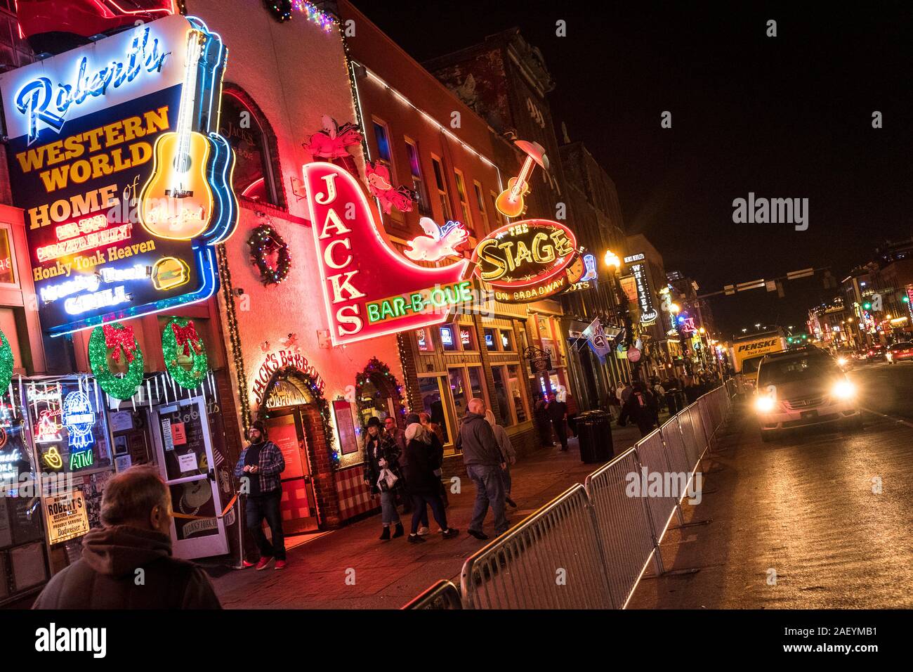 Nashville's famous Broadway strip famed for all its live music venues ...