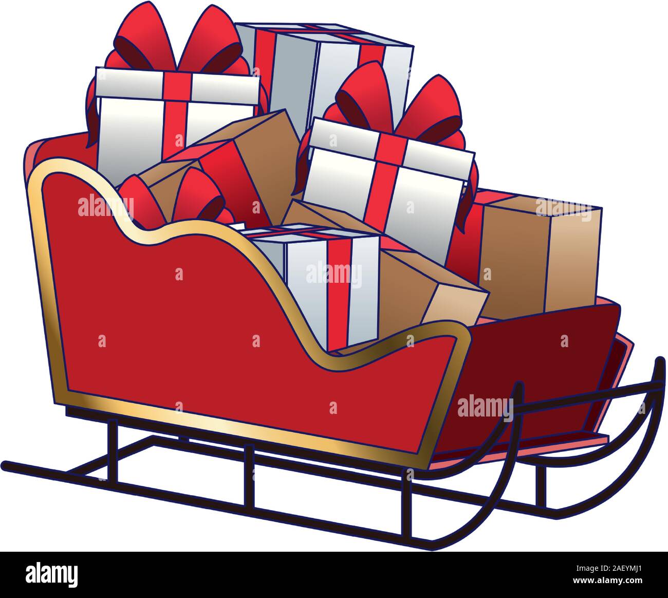 sled with gift boxes, flat design Stock Vector Image & Art - Alamy