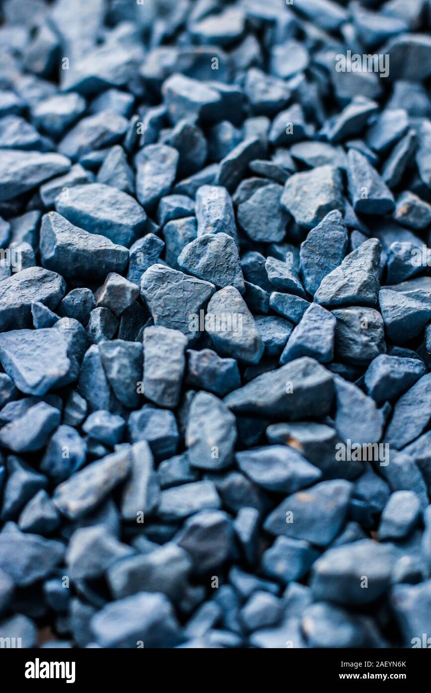 Decor, surface and nature concept - Blue stone pebbles as abstract ...