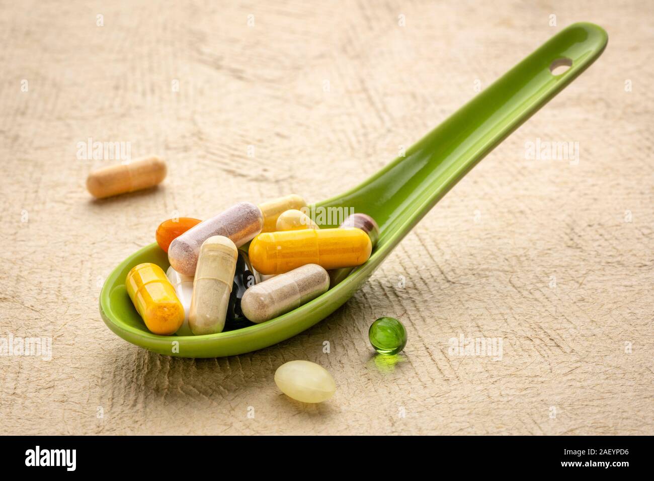 vitamins and supplements - pills and capsules and tablets on a Chinese ...