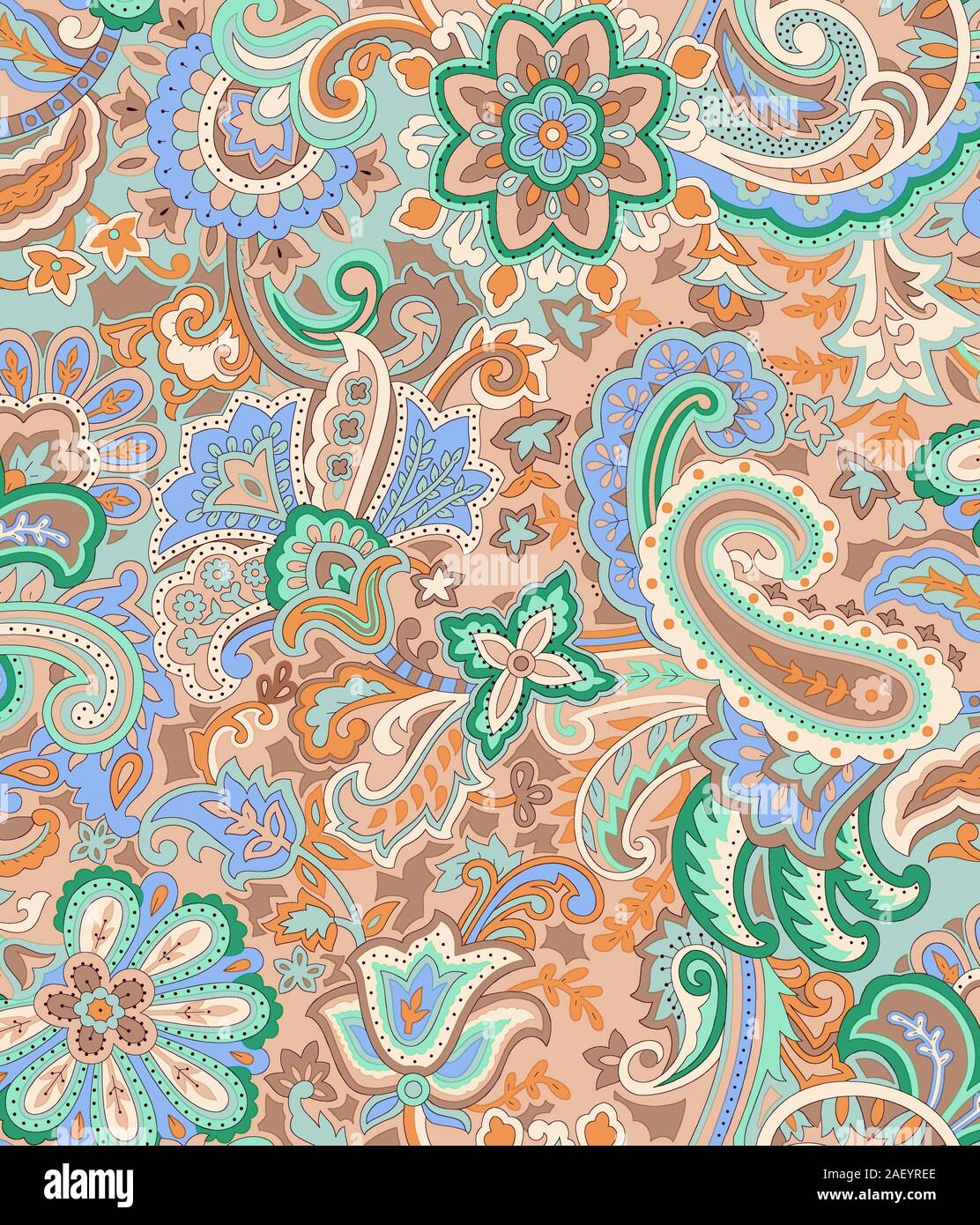 seamless traditional paisley floral background Stock Photo - Alamy