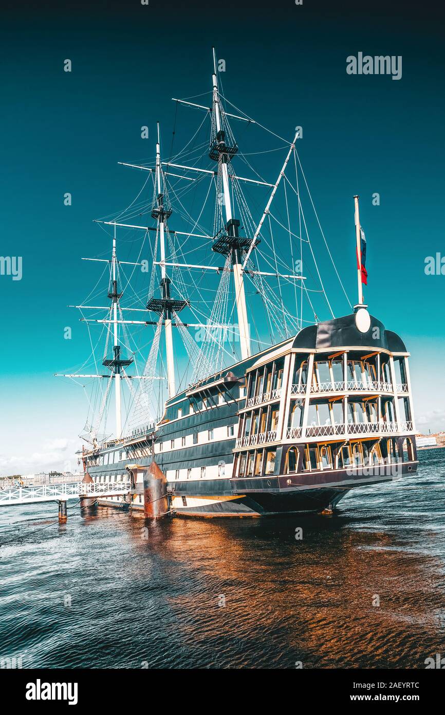 Old Frigate In Moorage St Petersburg High Resolution Stock Photography ...