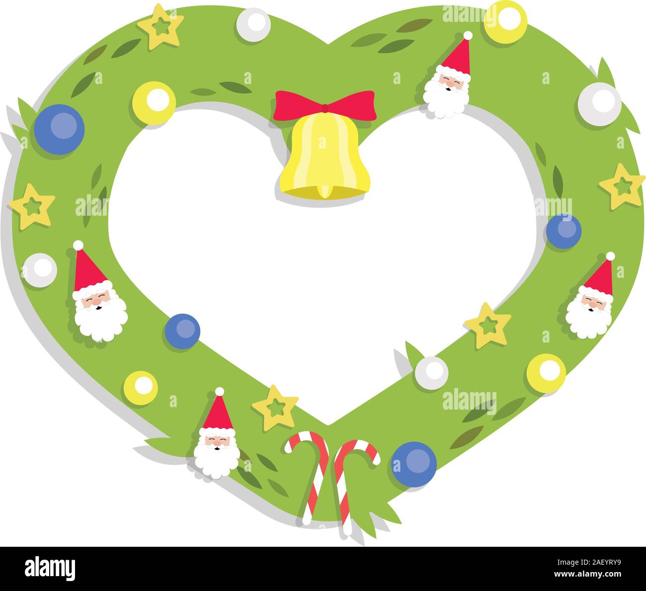 Christmas Garland Heart - Cartoon Flat Style - isolated Stock Vector ...