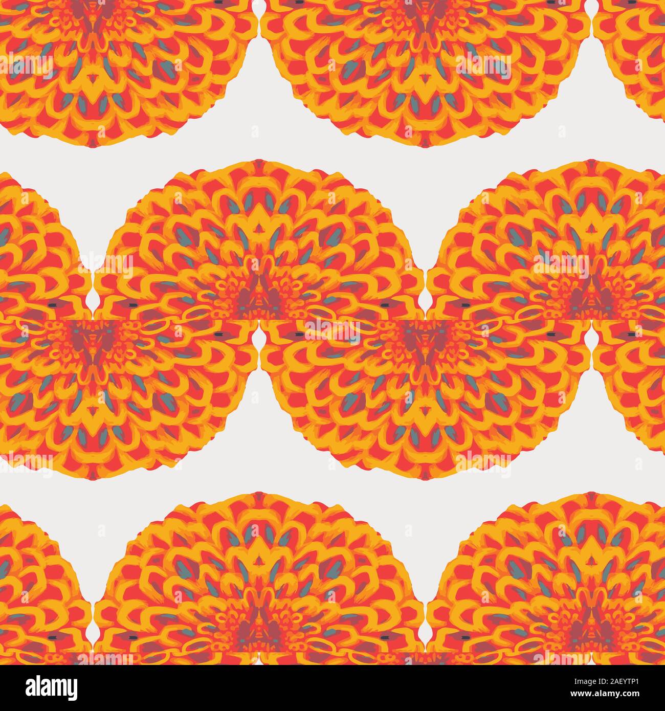 Funky Bright Orange Floral Chevron Graphic Motif Stock Vector Image ...