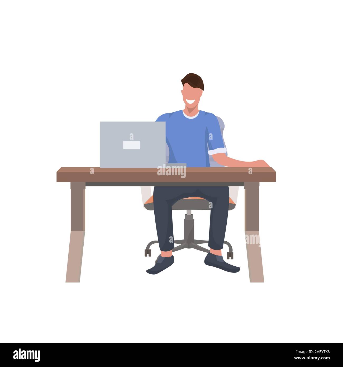 businessman sitting at workplace smiling business man office worker ...