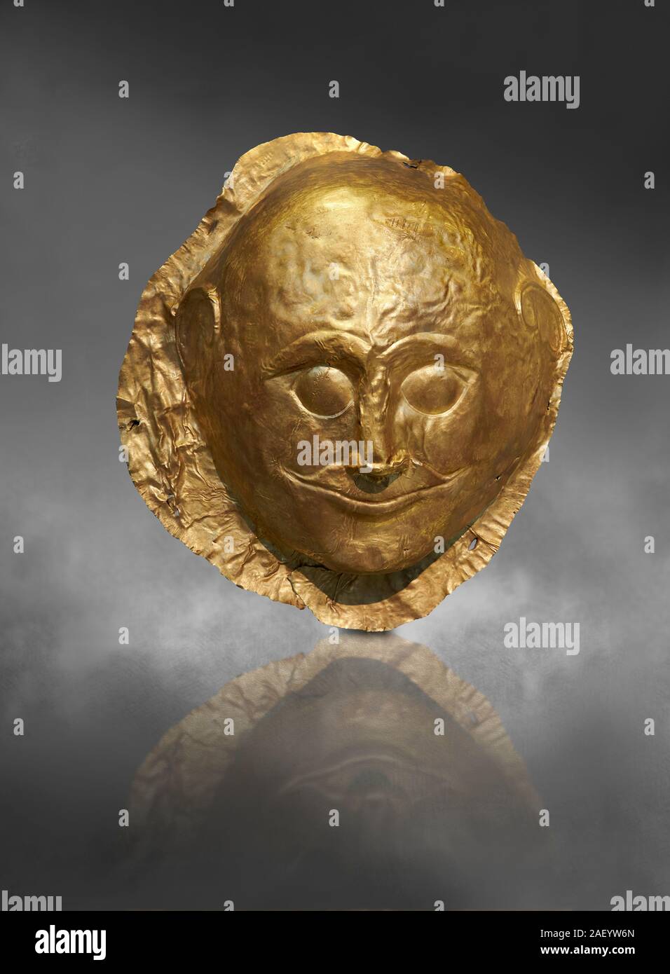 Mycenaean gold death mask, Grave Cicle A, Mycenae, Greece. National ...