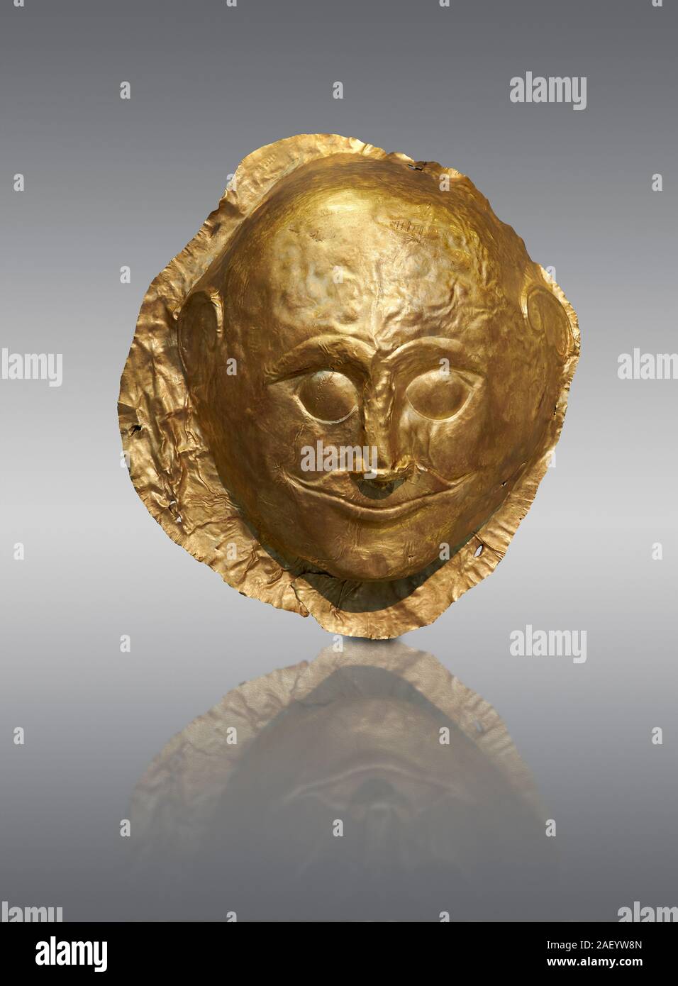 Mycenaean gold death mask, Grave Cicle A, Mycenae, Greece. National ...