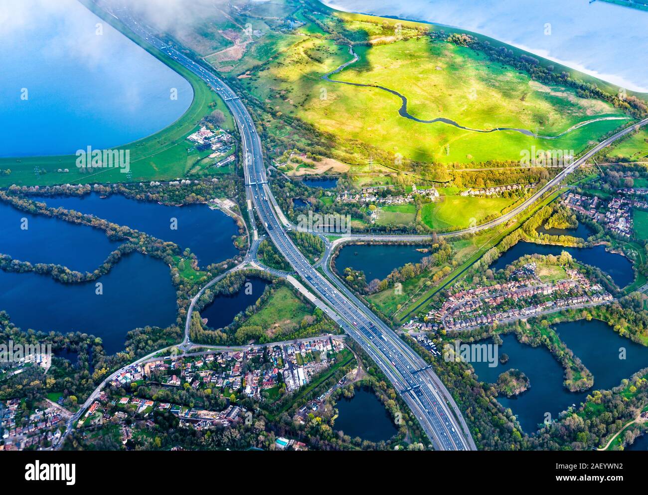 Aerial view of a motorway in England Stock Photo - Alamy