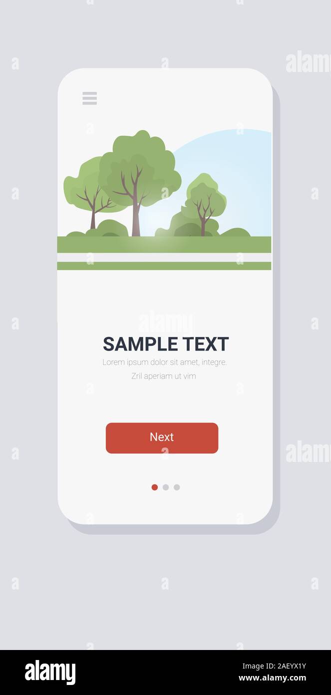 beautiful nature landscape green park with trees smartphone screen ...