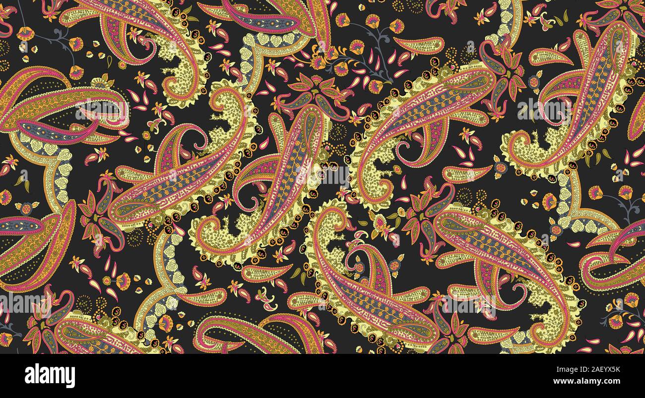 seamless traditional paisley floral background Stock Photo - Alamy