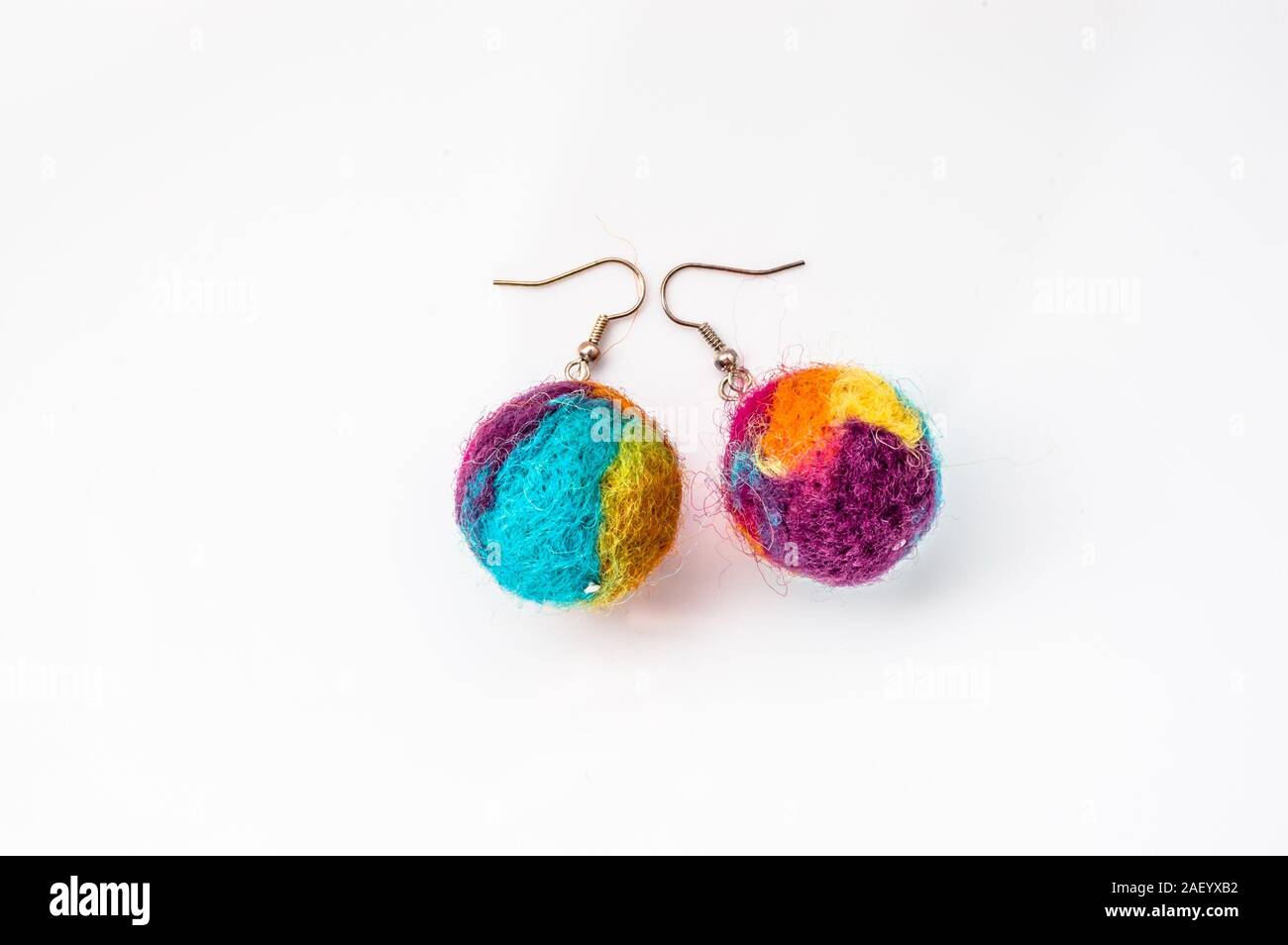 Felt earrings beads shaped. Handmade stylish felt jewelry made with ...