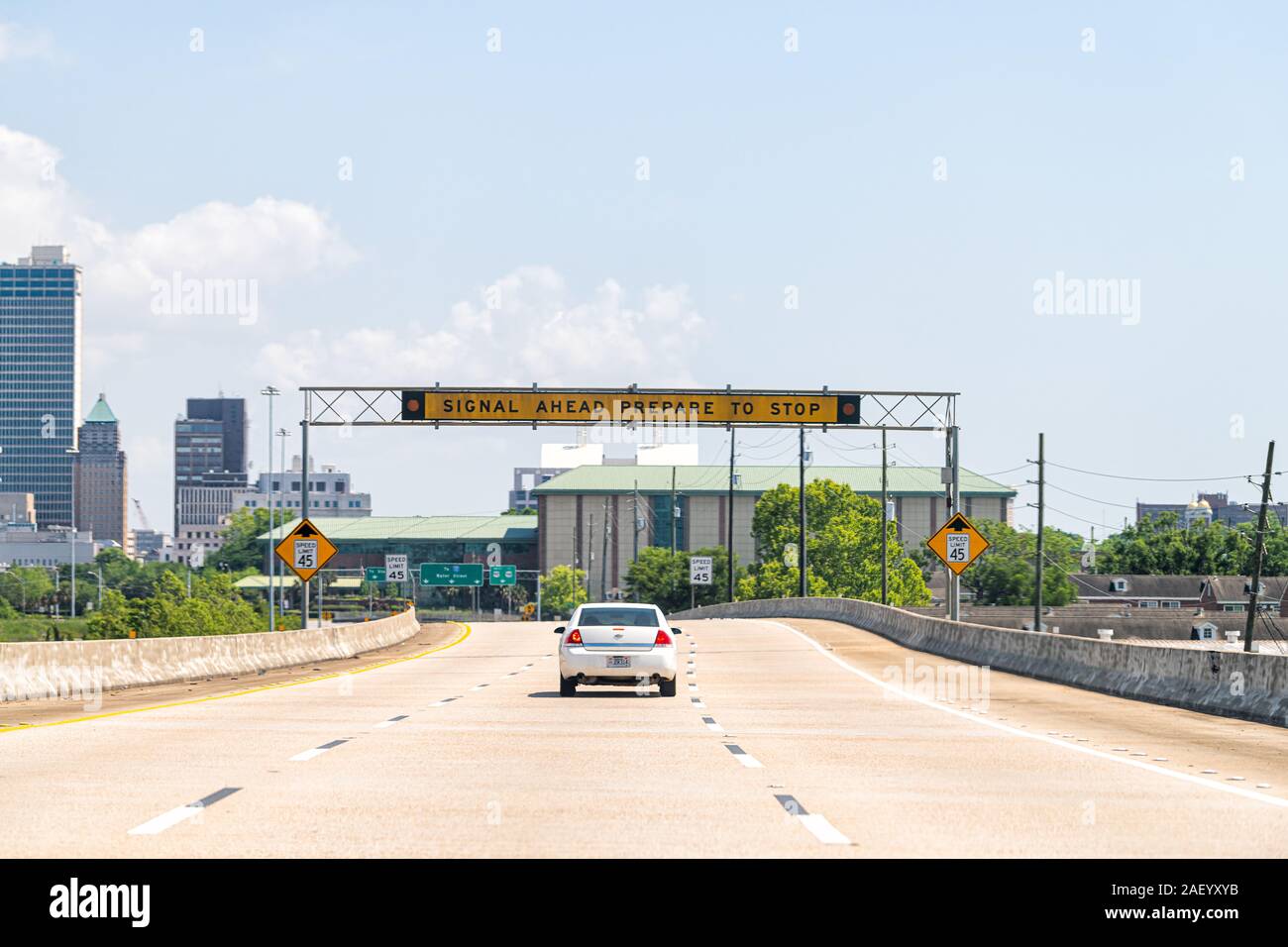Mobile, USA - April 21, 2018: Alabama southern town city sky and ...