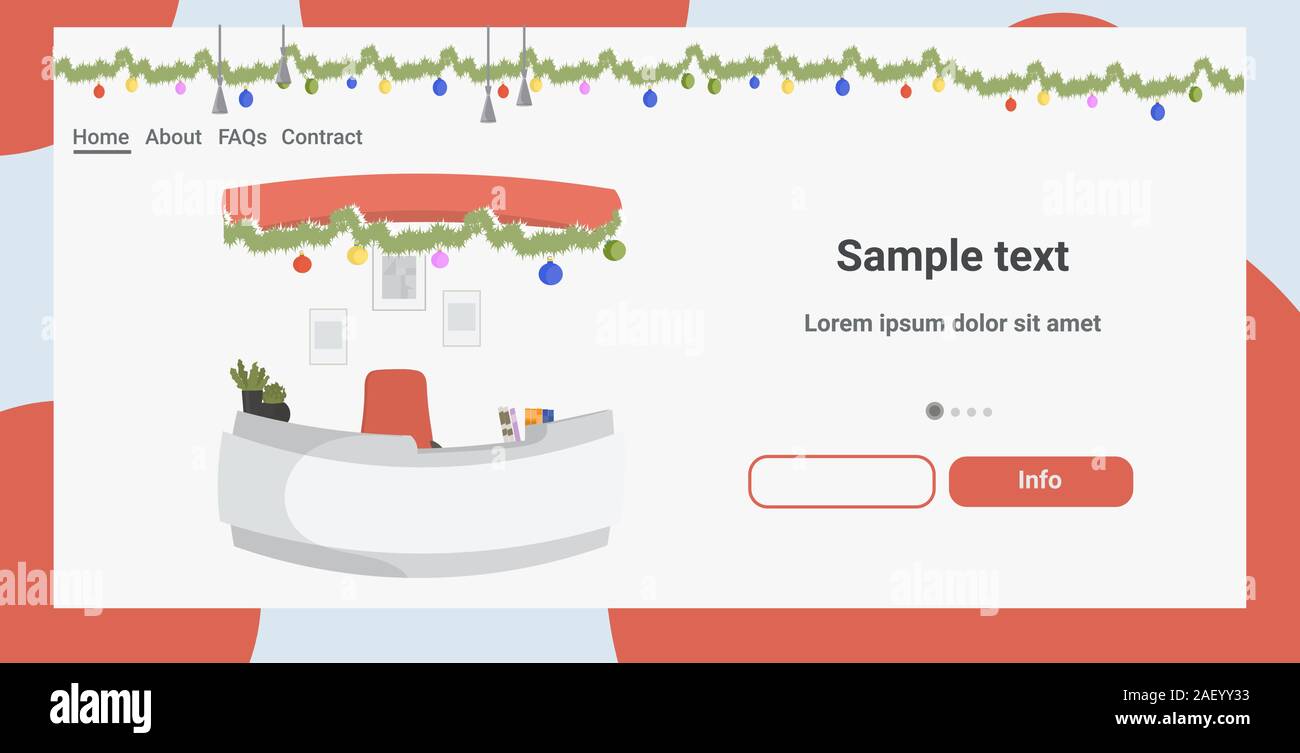 reception desk decorated for christmas holidays modern office or hotel ...