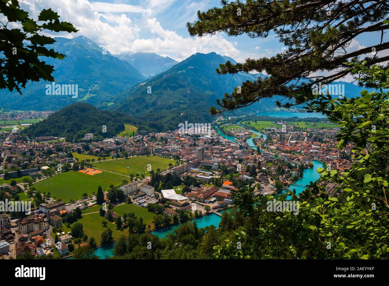 Aerial landscape of Interlaken city Stock Photo - Alamy