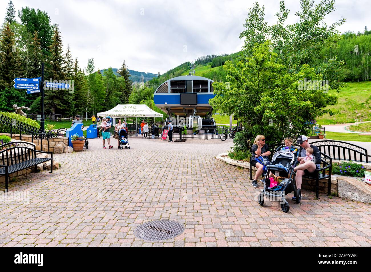 Vail, USA - June 29, 2019: Vacation resort town village in Colorado ...