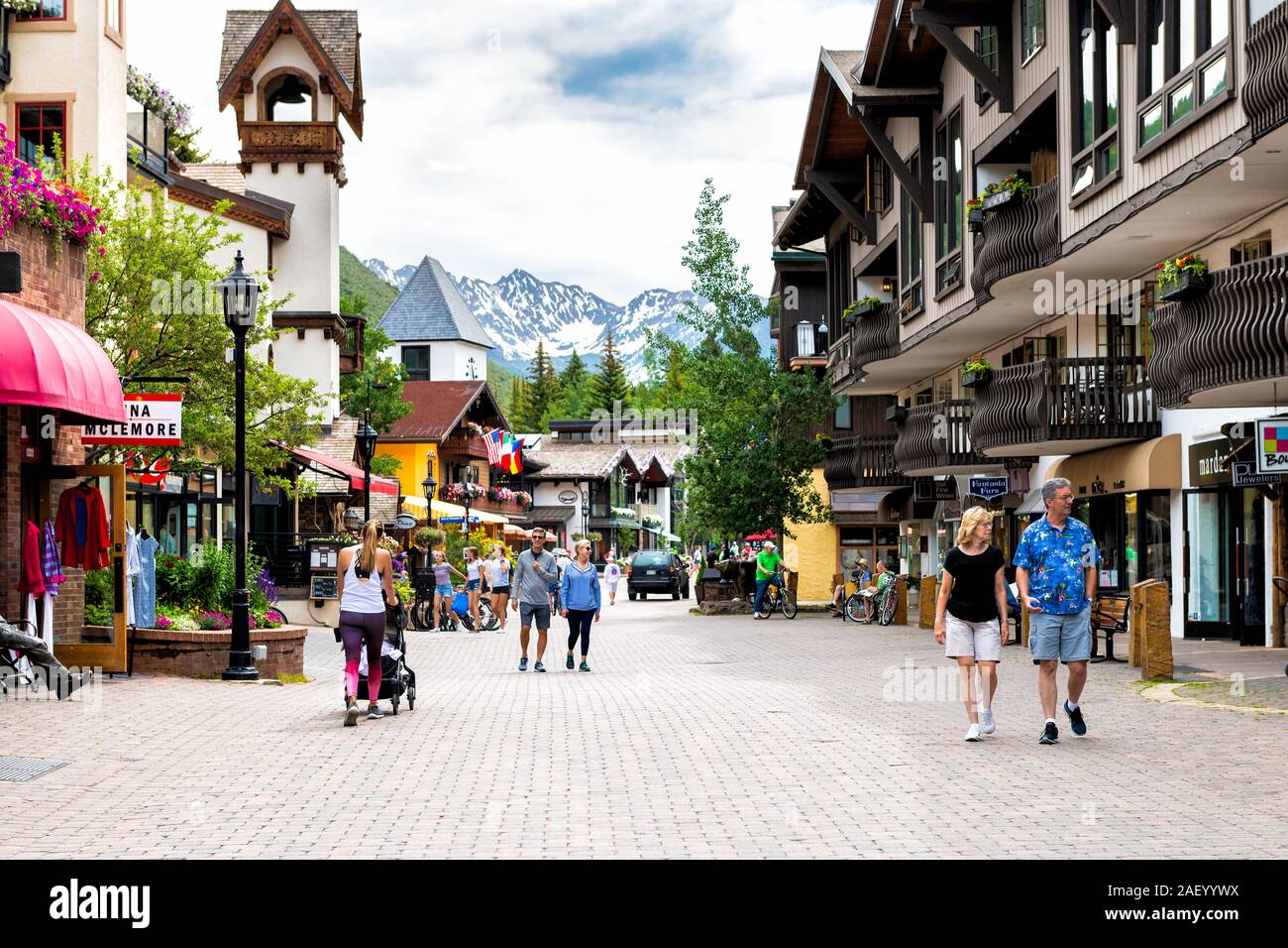 Vail, USA - June 29, 2019: Vacation resort town village in Colorado ...