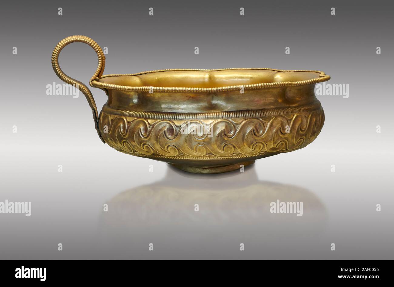 Mycenaean gold cup with ivy leaf decoration from the Mycenaean cemetery ...