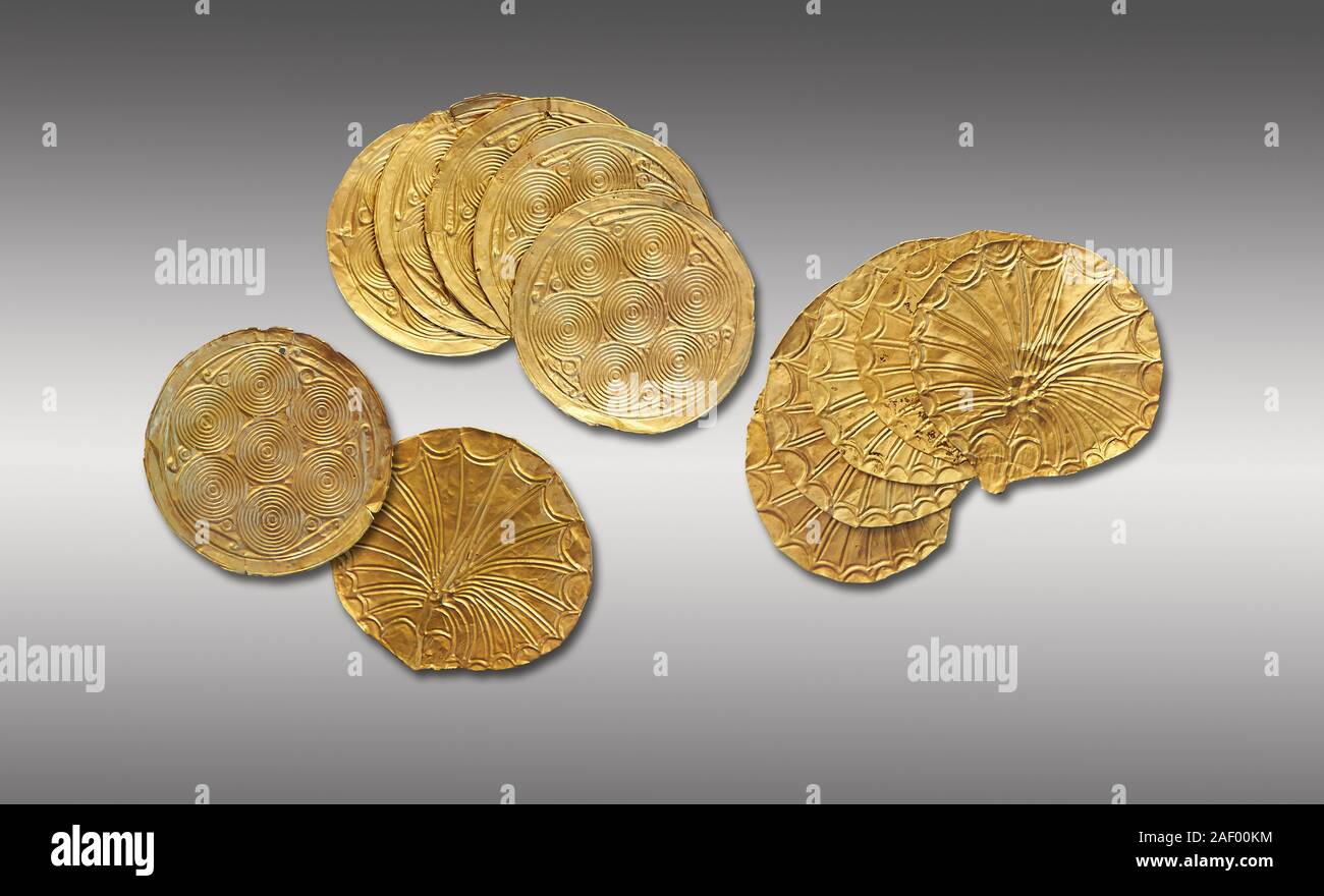 Mycenaean Gold circular buttons from Grave IV, Grave Circle A, Myenae ...