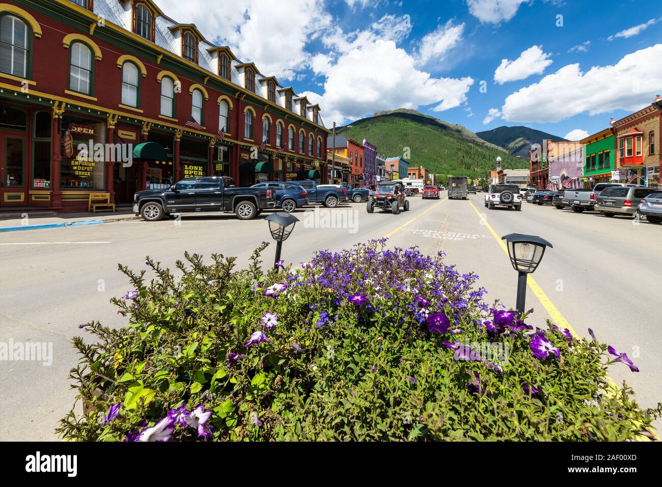 Silverton, USA - August 14, 2019: Small town in Colorado closeup of ...