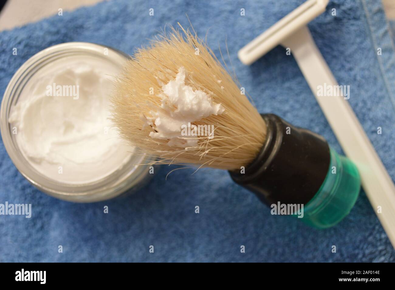 shaving brush shaving razor shaving cream equipment for man Stock Photo ...