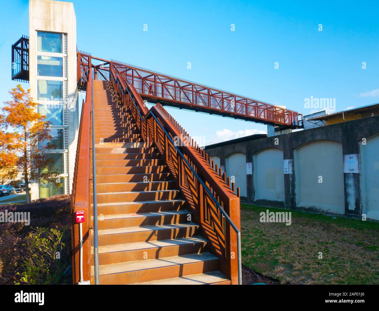 Rusty pedestrian walkway in the Crescent park, New Orleans, USA Stock ...