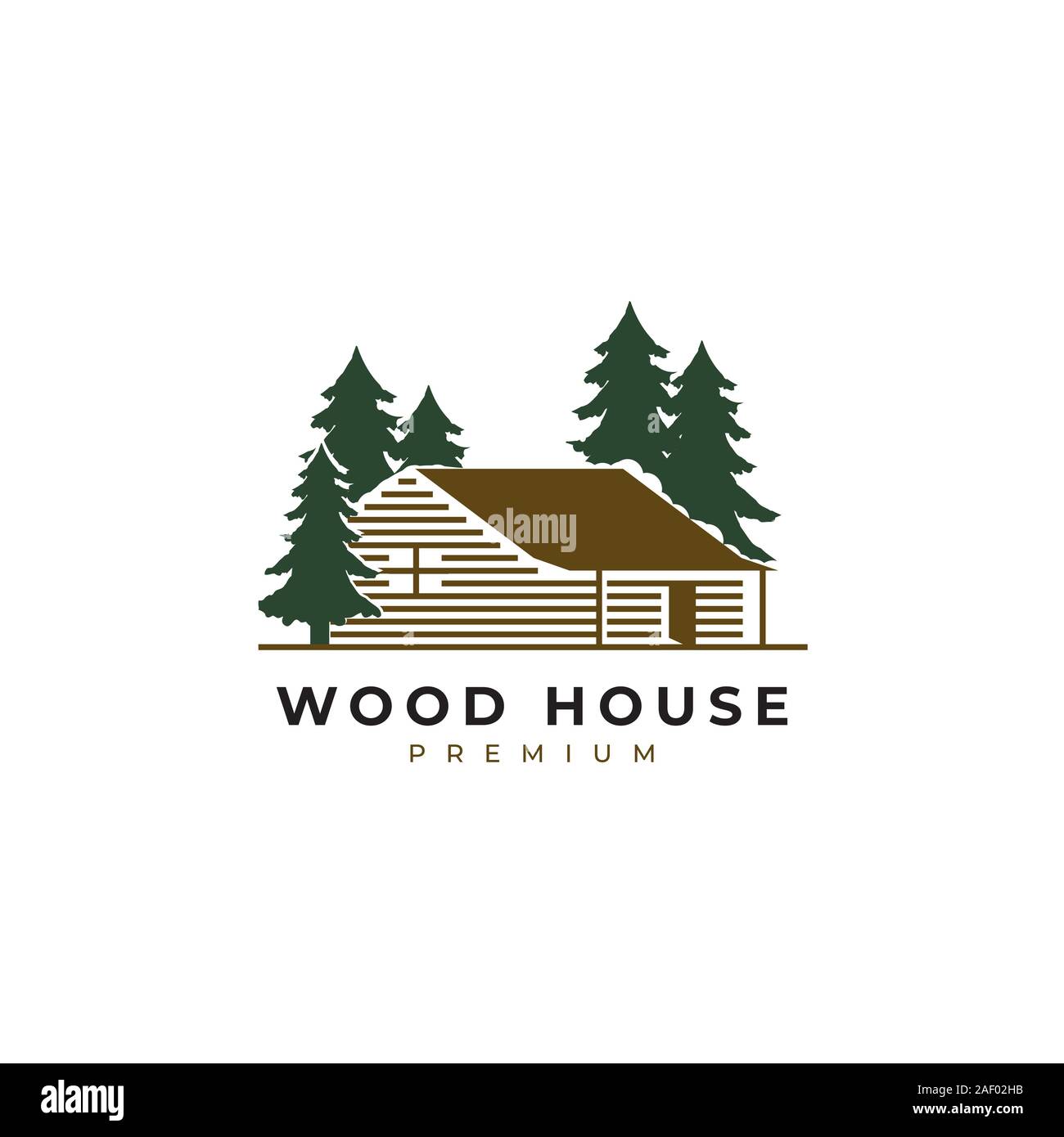 Wood house illustration logo design vector template.Cabin log icon ...