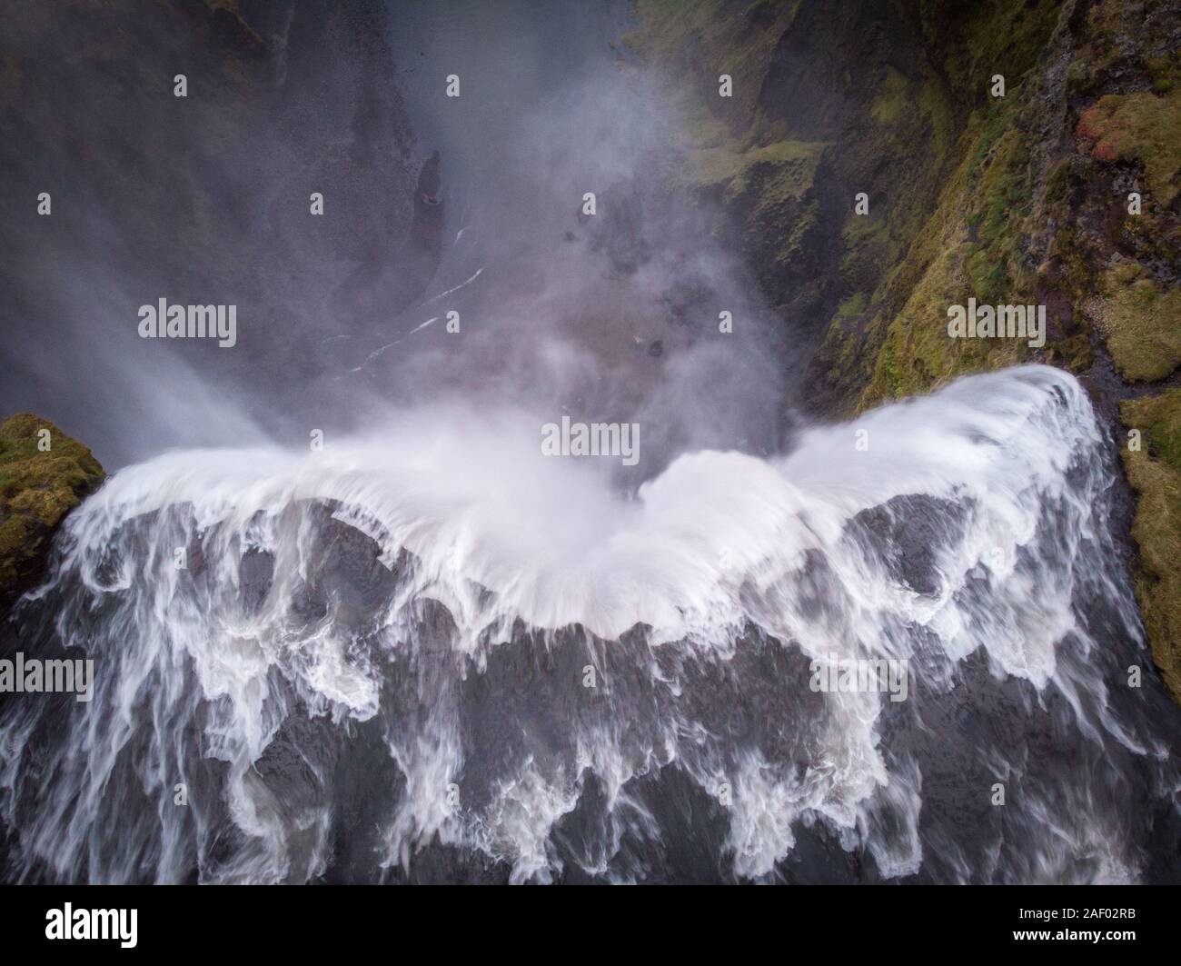 Aerial view of Skogafoss waterfall, Iceland by drone Stock Photo - Alamy