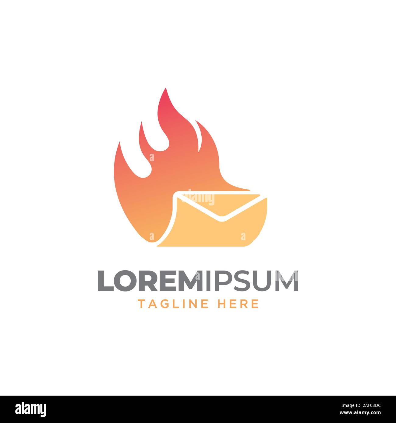 Hot mail logo design illustration.Envelope with fire symbol vector ...