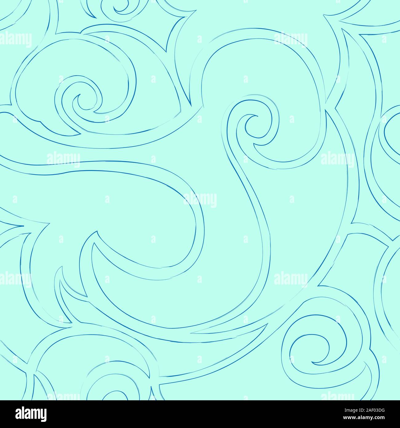 Seamless turquoise vector pattern of spirals and waves. The texture in ...