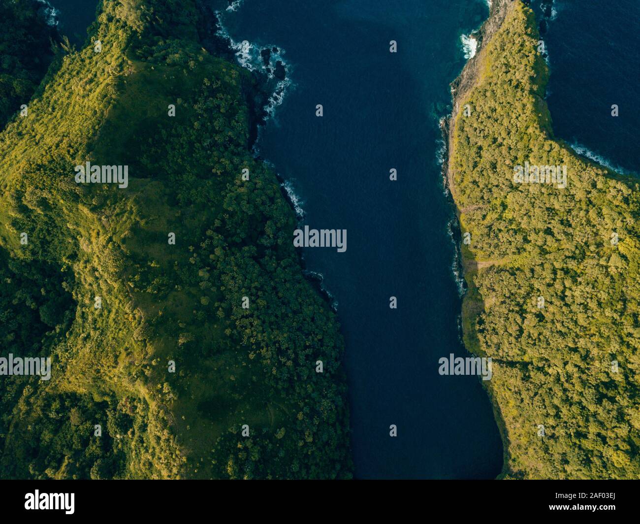 Beautiful Lava Coast of Maui, Hawaii aerial top down shot Stock Photo ...