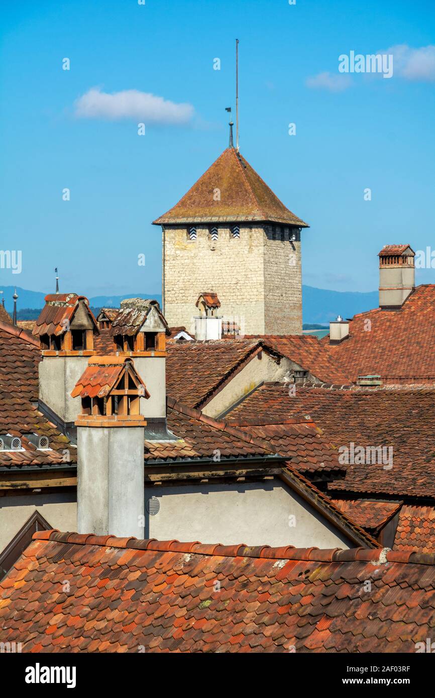 Switzerland, Fribourg Canton, Murten in German, Morat in French, view ...