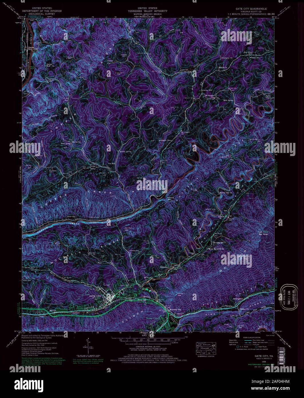 VA Gate City 185108 1938 24000 Inverted Stock Photo - Alamy